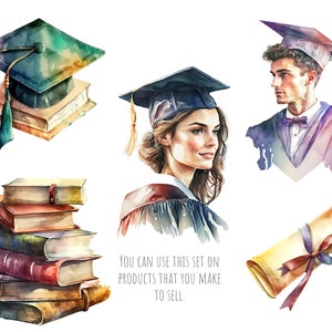 Graduation Clipart. School and University Clip Art. Student Watercolor ...