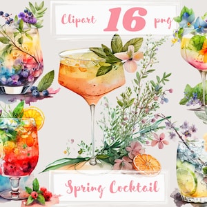 Spring Cocktails Clipart, Png Bundle, Png. Digital Watercolor. Free ...