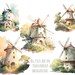 Mill Clipart, Png. Windmill Clipart. Village House Clipart. Cottage ...