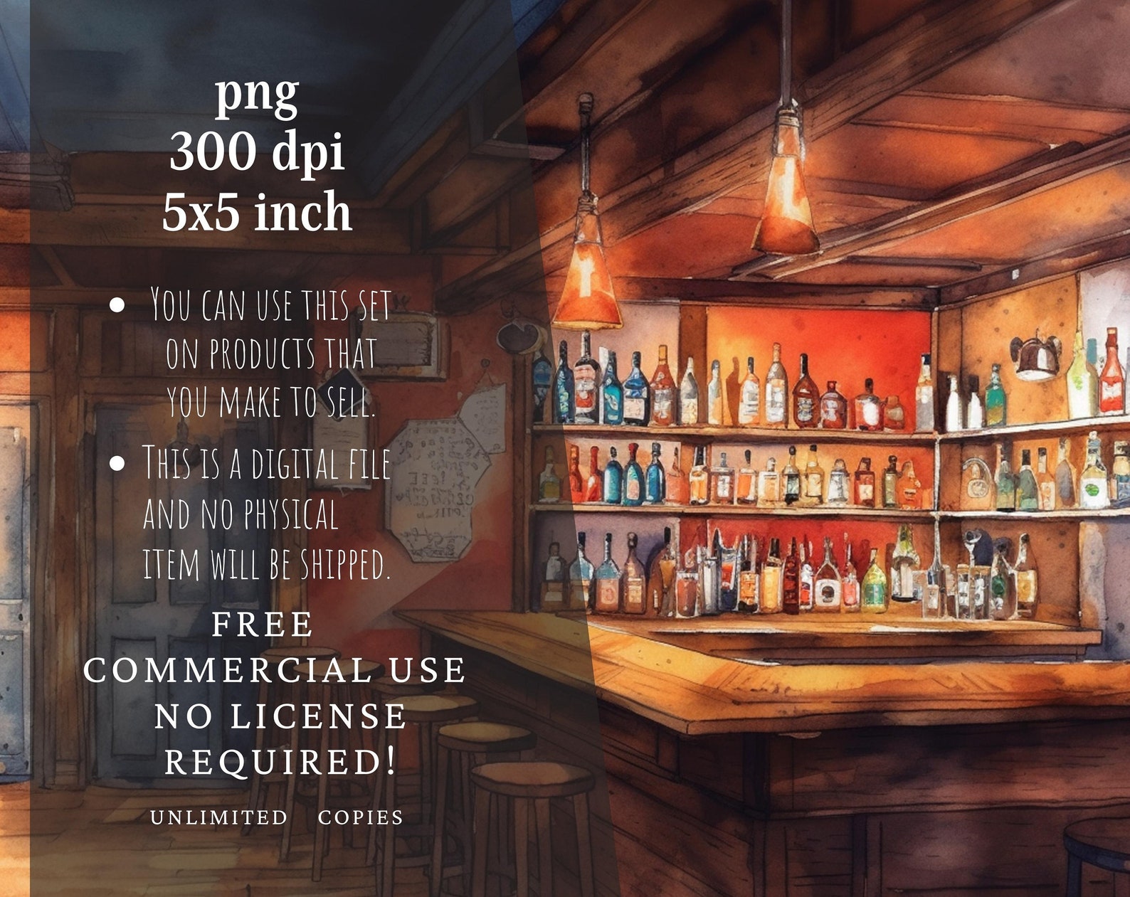 Bar Digital Paper, Cafe Digital Paper. Watercolor Scrapbook Paper for ...