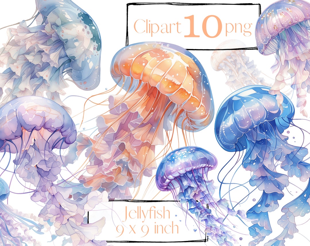 Jellyfish Clipart, Nautical Clipart. Ocean, Sea Clip Art, Transparent ...