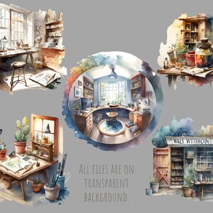 Art Workshop Clipart, Artist's Workshop, Drawing Studio, Brushes and ...