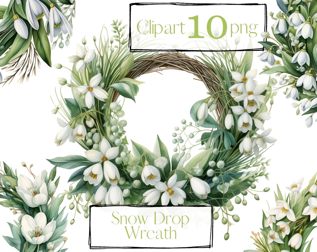 Easter Wreath Clipart. Spring Clipart. Floral Clipart, Snowdrops, Paper ...