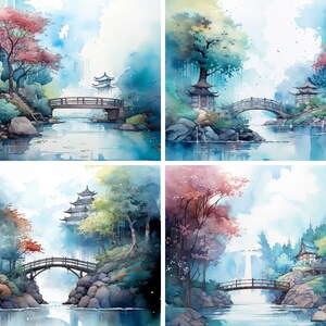 Park Digital Paper, Blue Landscape Digital Paper, Lake Background ...