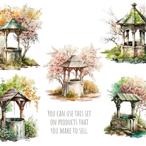 Spring Wells Clipart, Cottage Clip Art, Png. Digital Watercolor. Free ...