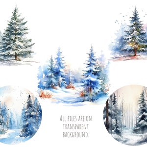 Winter Forest Clipart, Wood Clip Art, Png. Digital Watercolor. Free ...