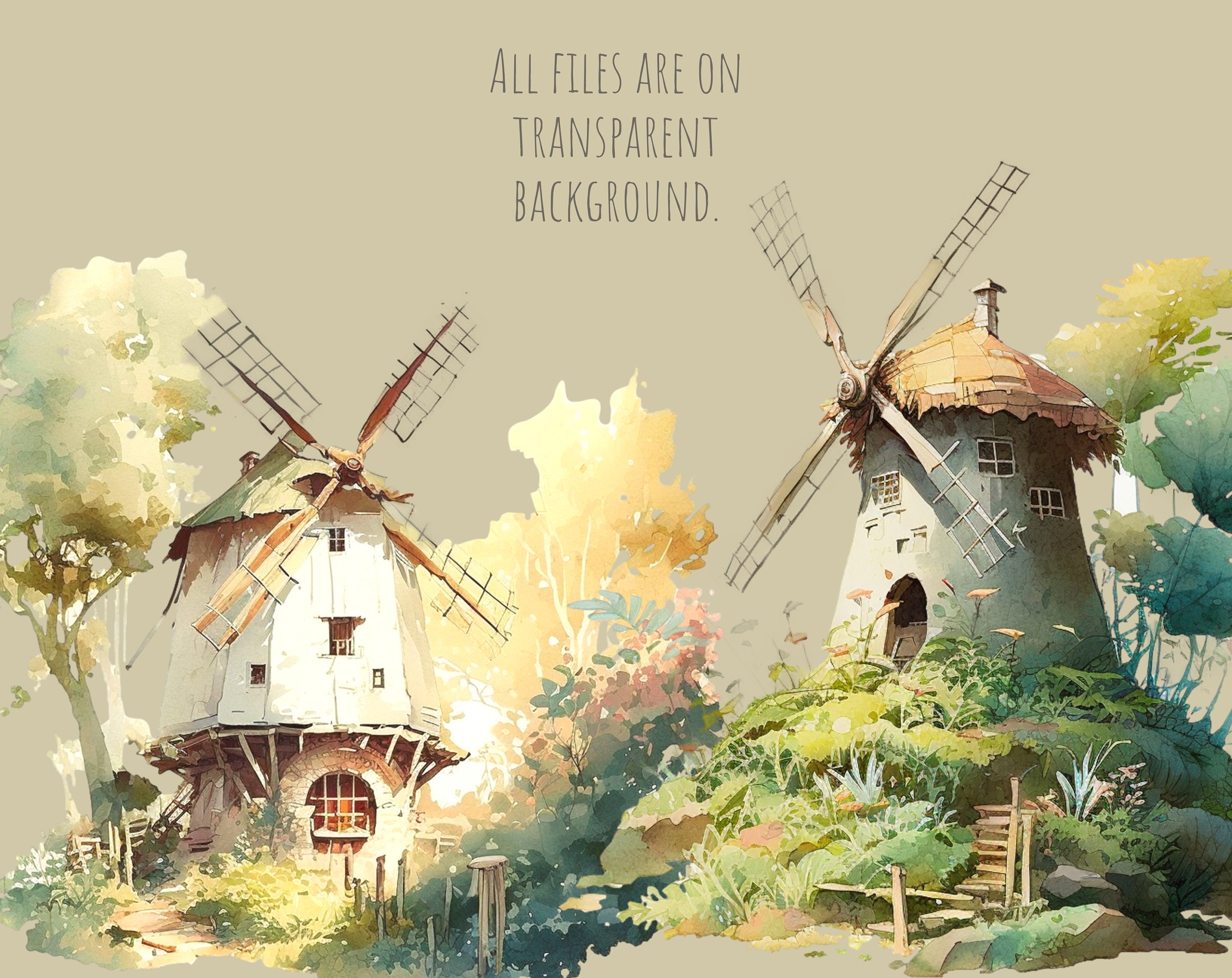 Mill Clipart Png. Windmill Clipart. Village House Clipart. - Etsy