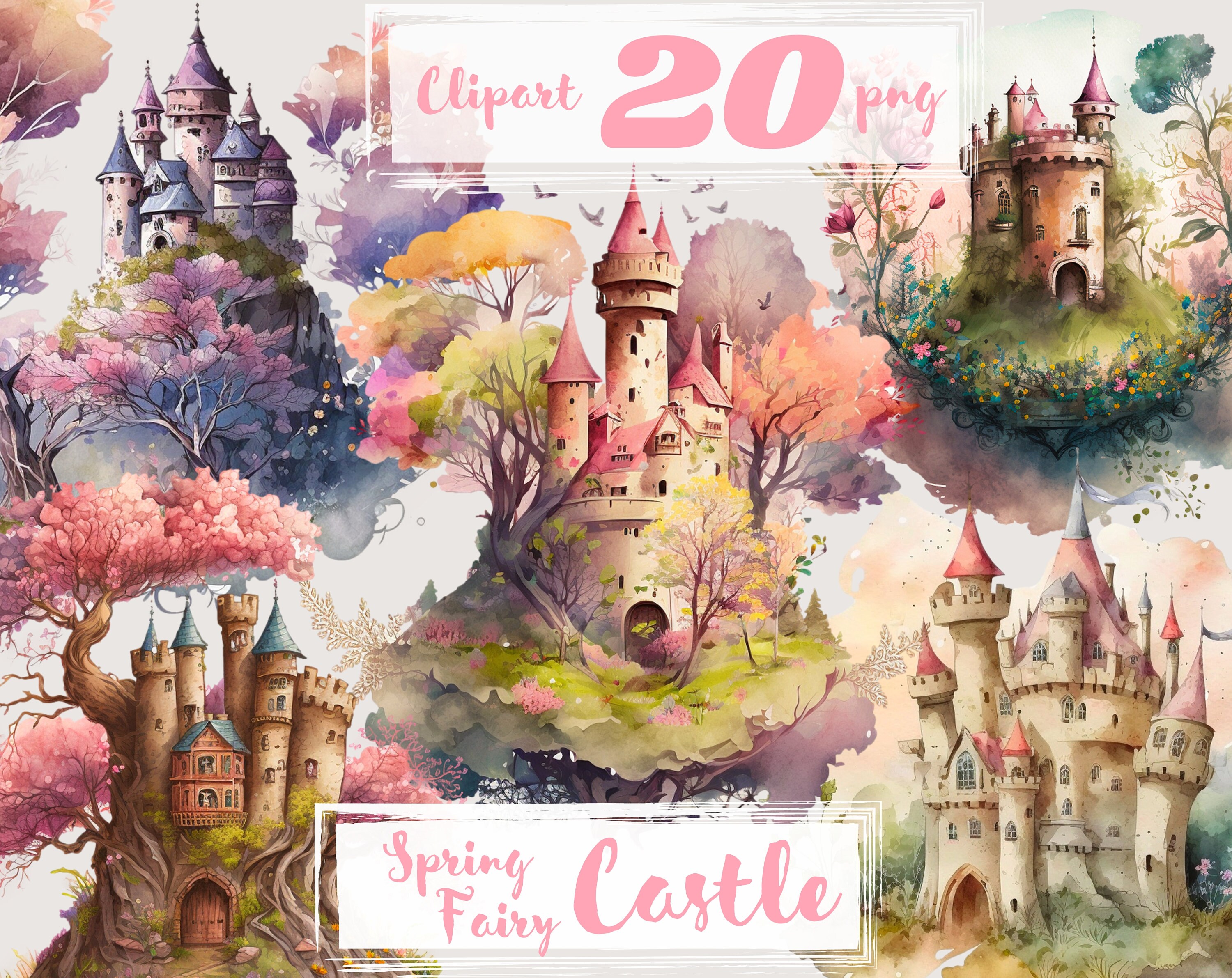 Spring Fairy Castle Clipart Png. Magic Palace. Elf Village. - Etsy