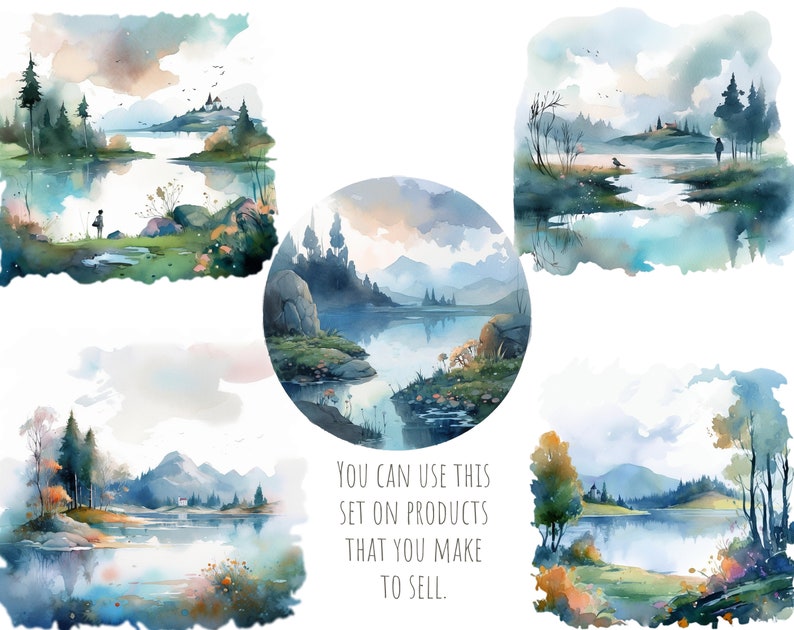 Lake Clipart. Landscape Clipart Sea Clipart Lake Clip Art - Etsy