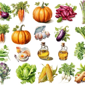 Watercolor Food Clipart Bundle, Kitchen PNG Graphics (commercial Use ...