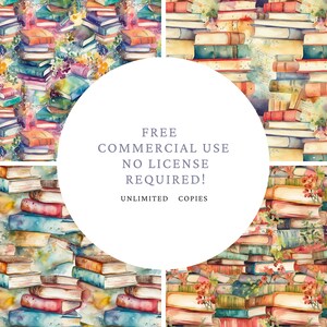 Books Digital Paper, Seamless Pattern. Vintage Clipart, Retro Digital ...