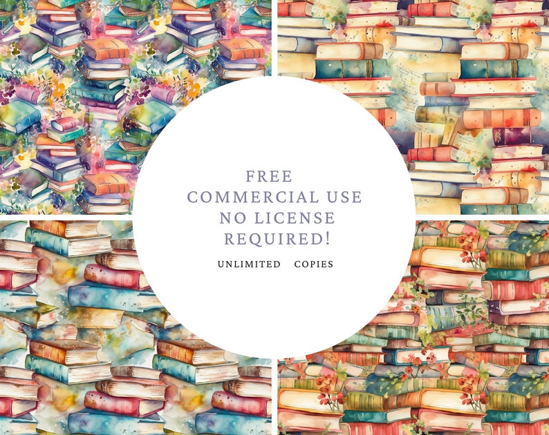 Books Digital Paper, Seamless Pattern. Vintage Clipart, Retro Digital ...