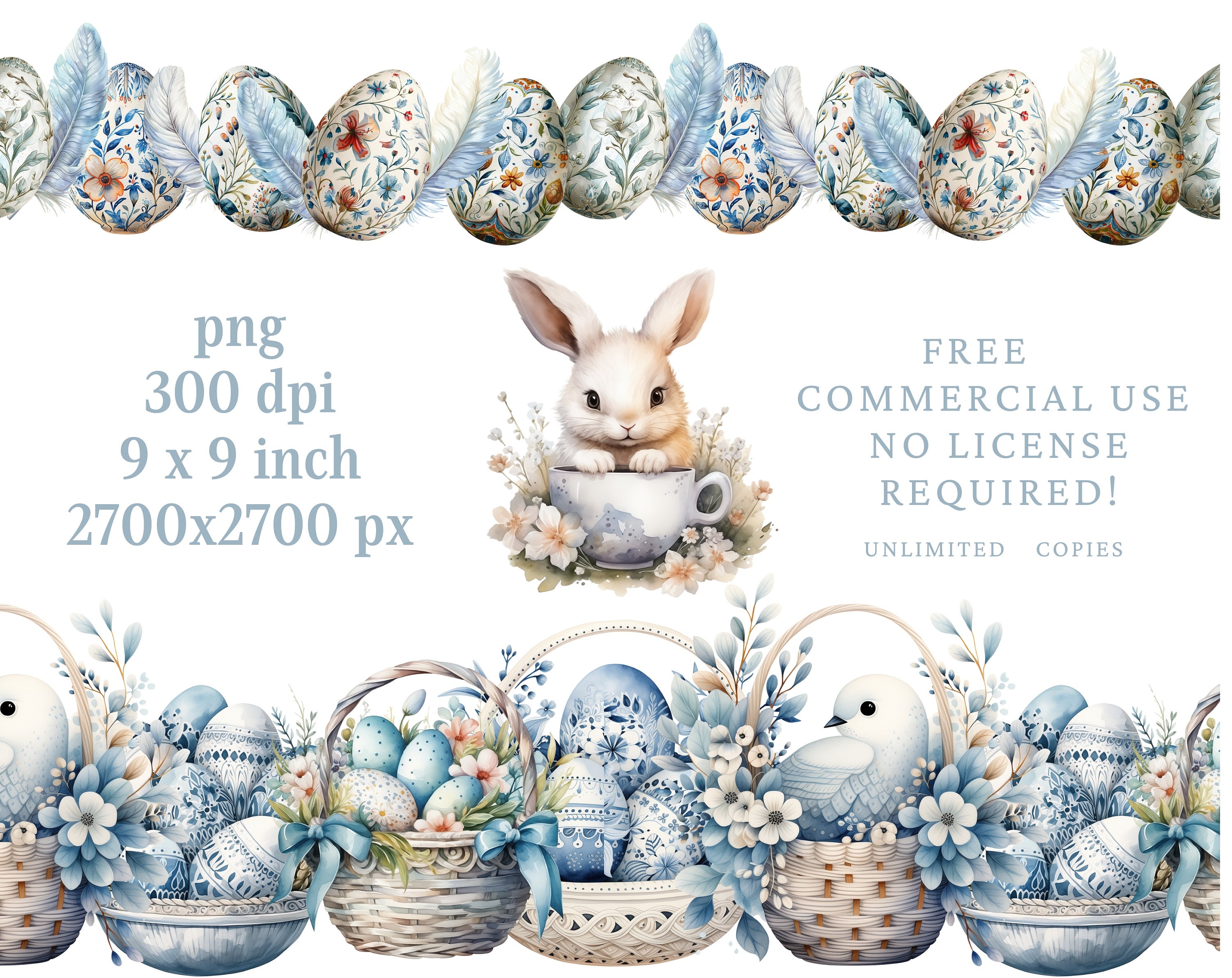 Easter Bundle. Spring Clipart, White Floral Clip Art, Boho Easter ...