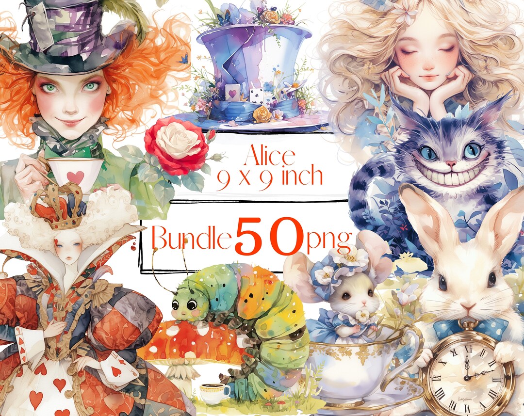 Alice in Wonderland Bundle, Transparent Png Clipart, Fairy, Scrapbook ...
