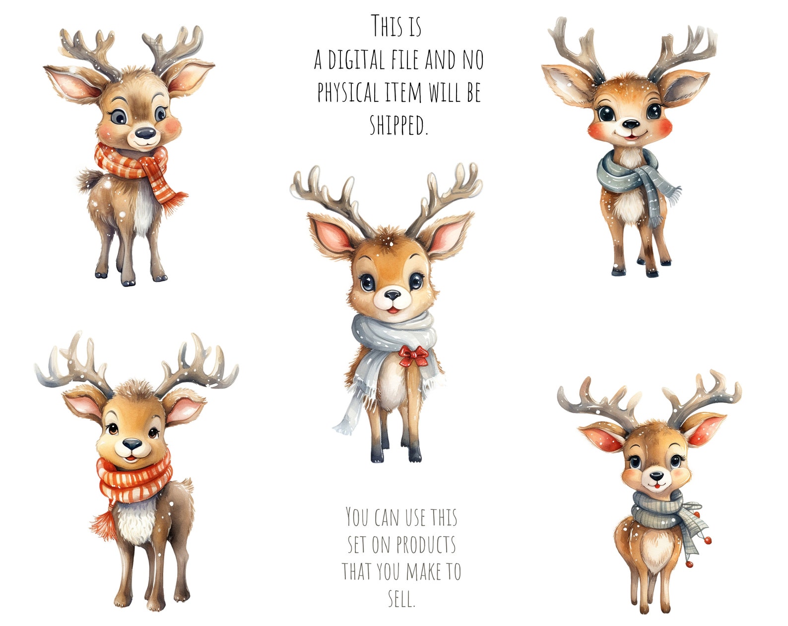 Classic Christmas Clipart. Christmas Dear Clipart, Winter Clipart, Junk ...