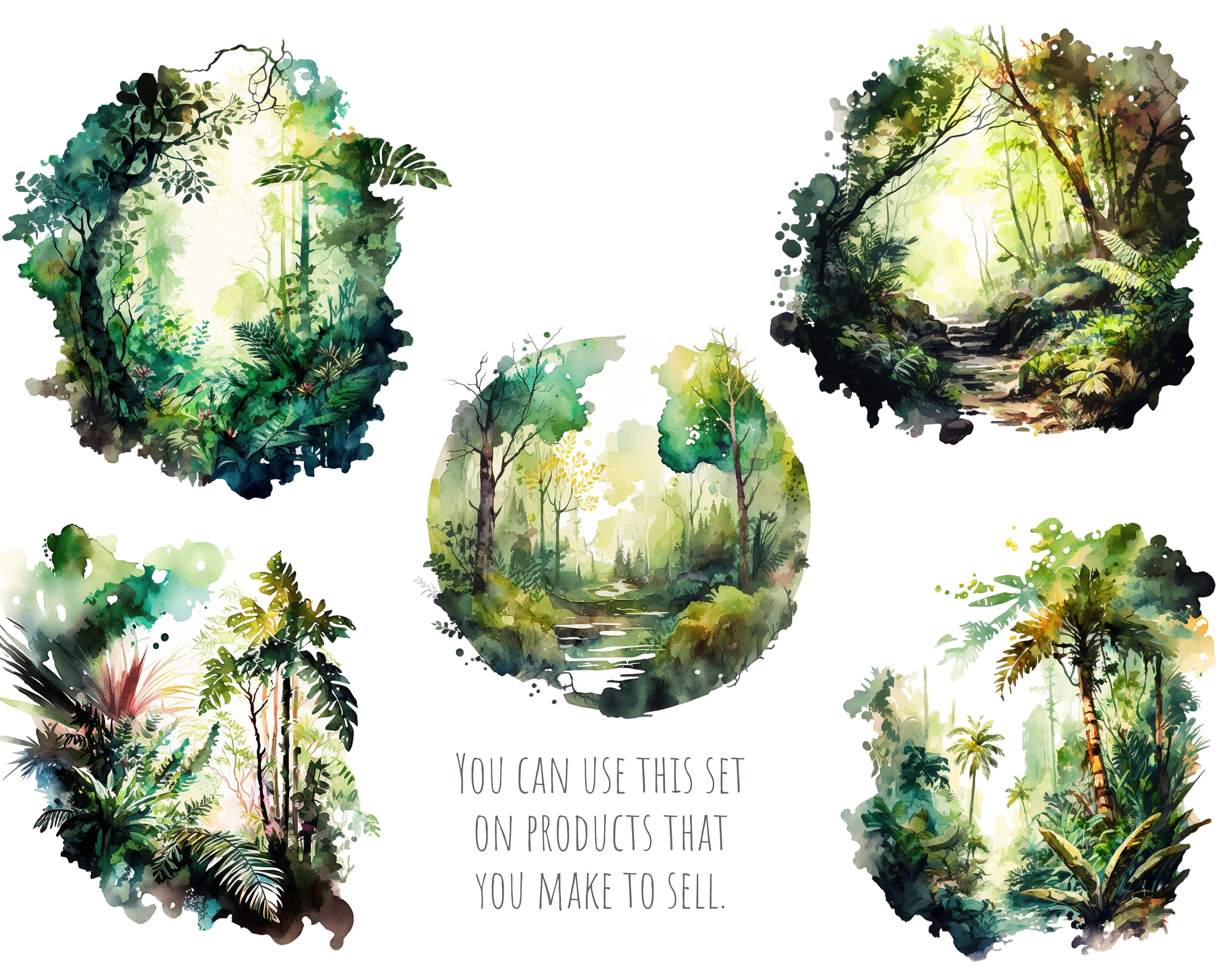 Rain Forest Clipart Wood Clip Art Png. Digital Watercolor. - Etsy Australia