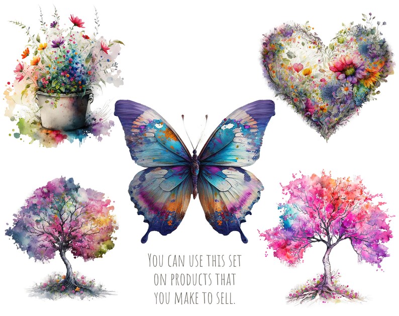 Spring Clipart Bright Floral Clip Art Boho Easter Letters - Etsy