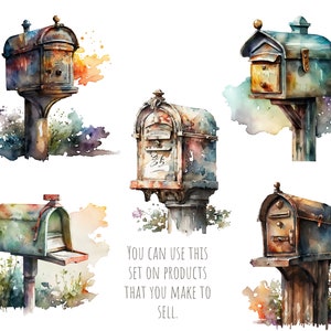 Mailbox Clipart. Mail Clipart. Vintage Clipart, Retro Clip Art, Boho ...