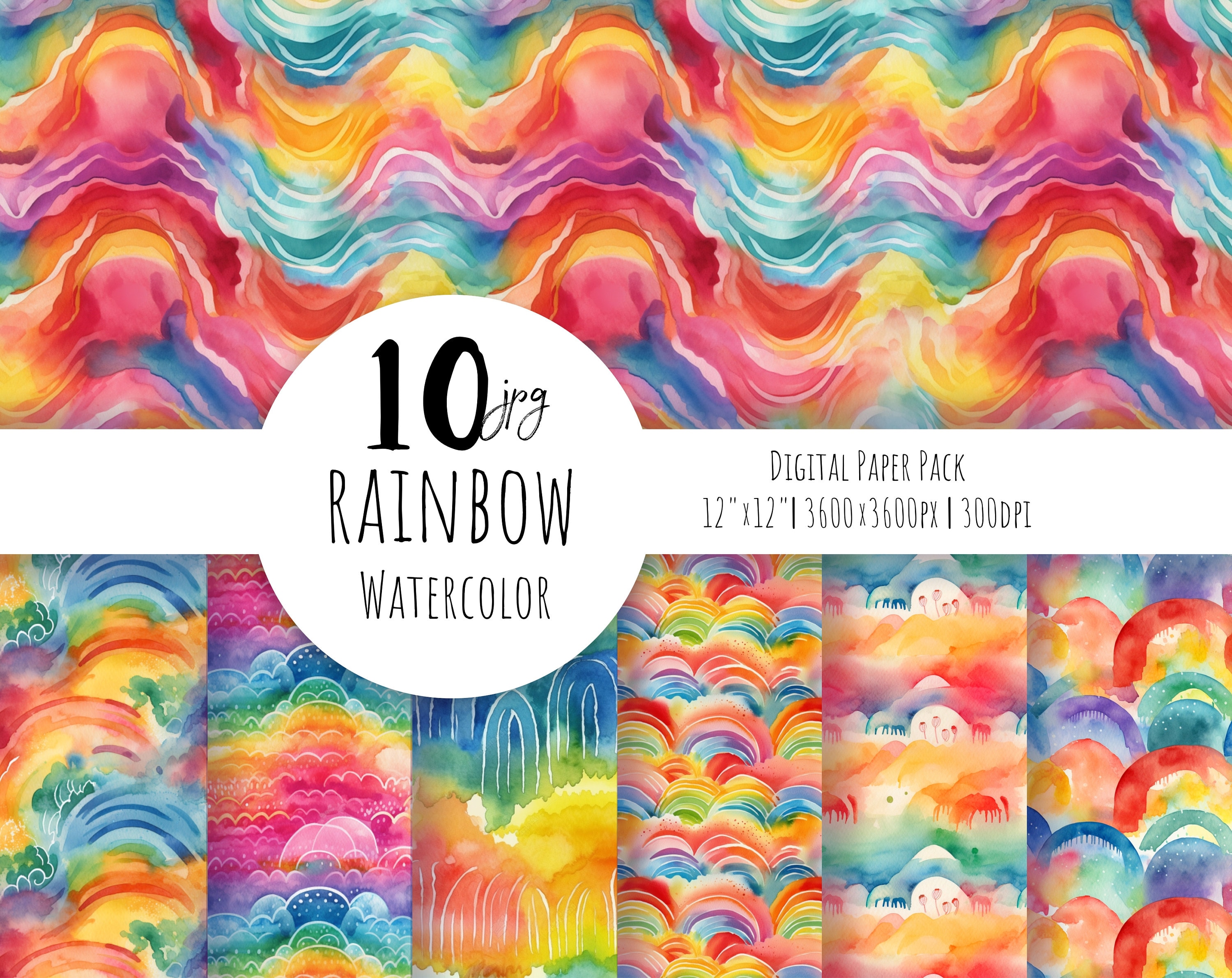 Rainbow Digital Paper, Seamless Pattern, Colored Pattern. Nursery ...