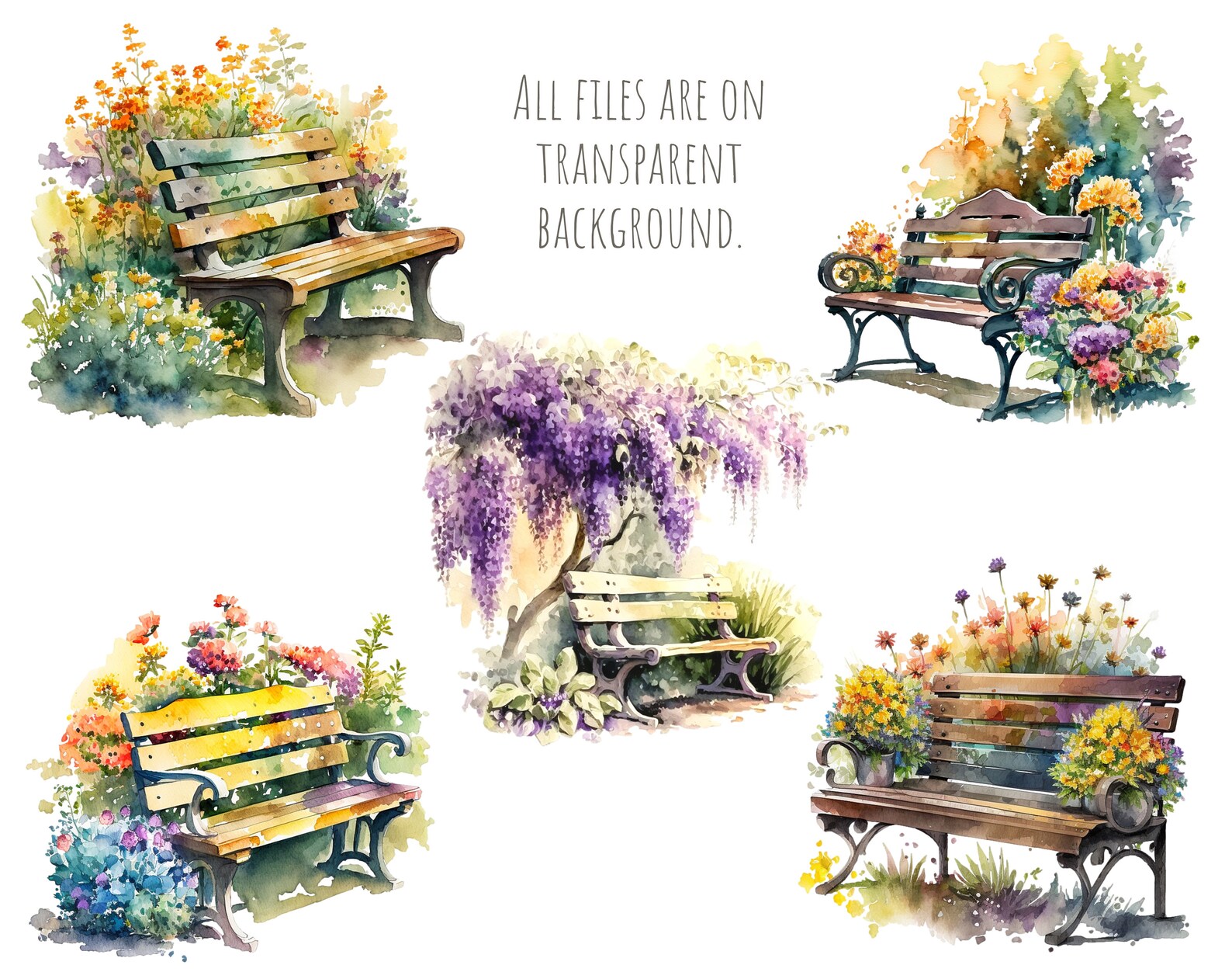Spring Benches Clipart Cottage Clip Art Png. Digital - Etsy