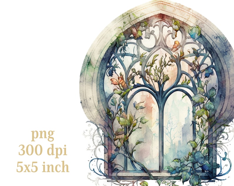 Art Nouveau Window Clipart Spring Windows Clip Art Png. - Etsy