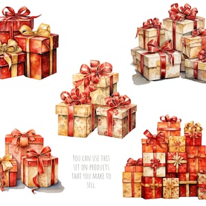 Christmas Gift Clipart. Present Clipart. Christmas Clipart. Red Gold ...