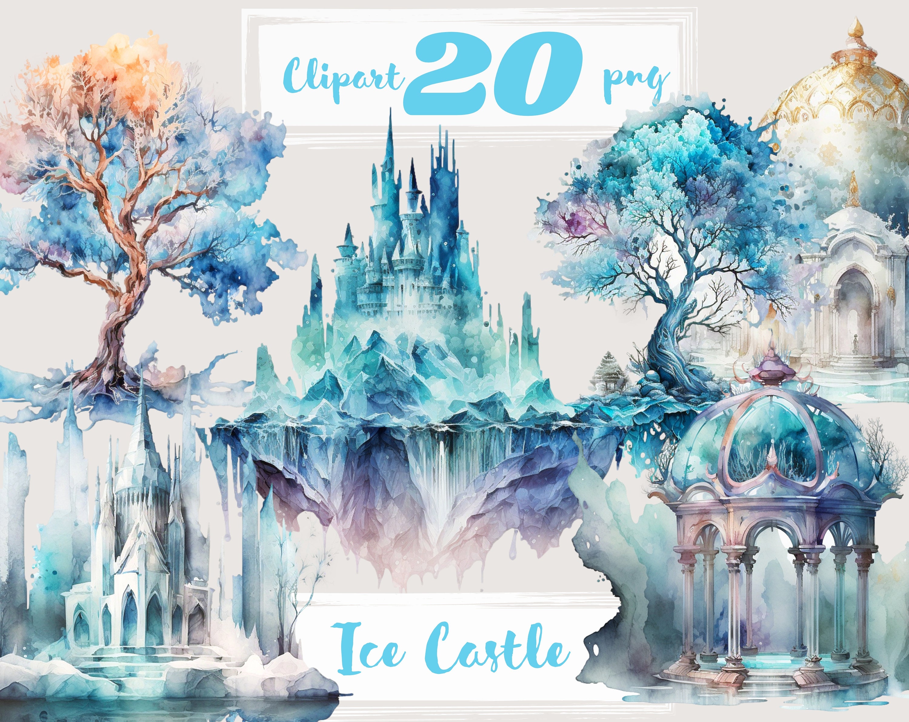 Ice Castle Clipart Png. Magic Palace. Winter Castle. Digital - Etsy