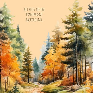 Autumn Forest Clipart, Wood Clip Art, Png. Digital Watercolor. Free ...