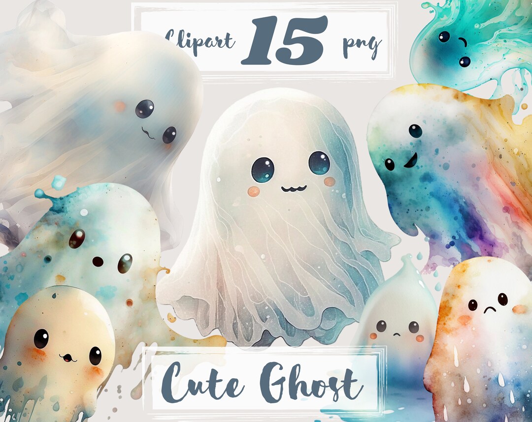 Ghosts Clipart. Halloween Clipart. Cute Ghosts. Png. Digital Watercolor ...