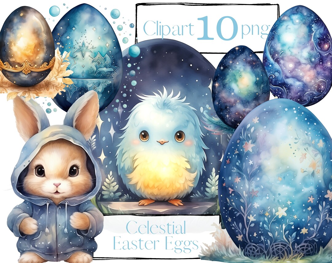 Celestial Easter Clipart, Spring, Easter Eggs Clipart, Boho Easter ...