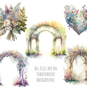Watercolor Floral Arches Clipart, Wedding, Love (digital PNG) - Etsy