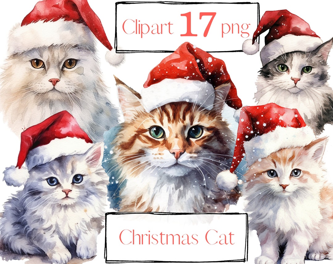 Christmas Cat Clipart. Nursery Clipart. Winter Clipart, Kid, Children ...