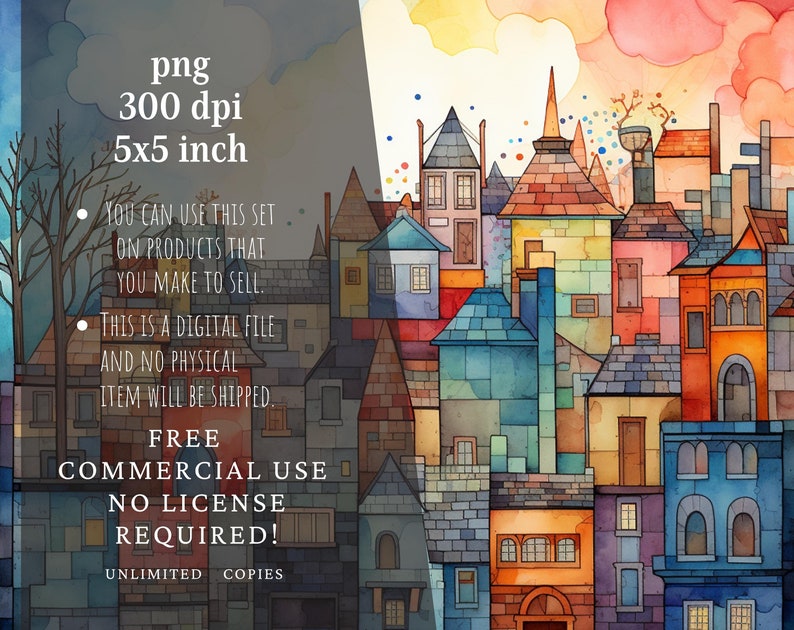 City Digital Paper, Futuristic Digital Paper Watercolor Scrapbook Paper ...