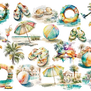Vacation Bundle. Sea Resort Clipart, Swimming Pool Clip Art, Png. Beach ...