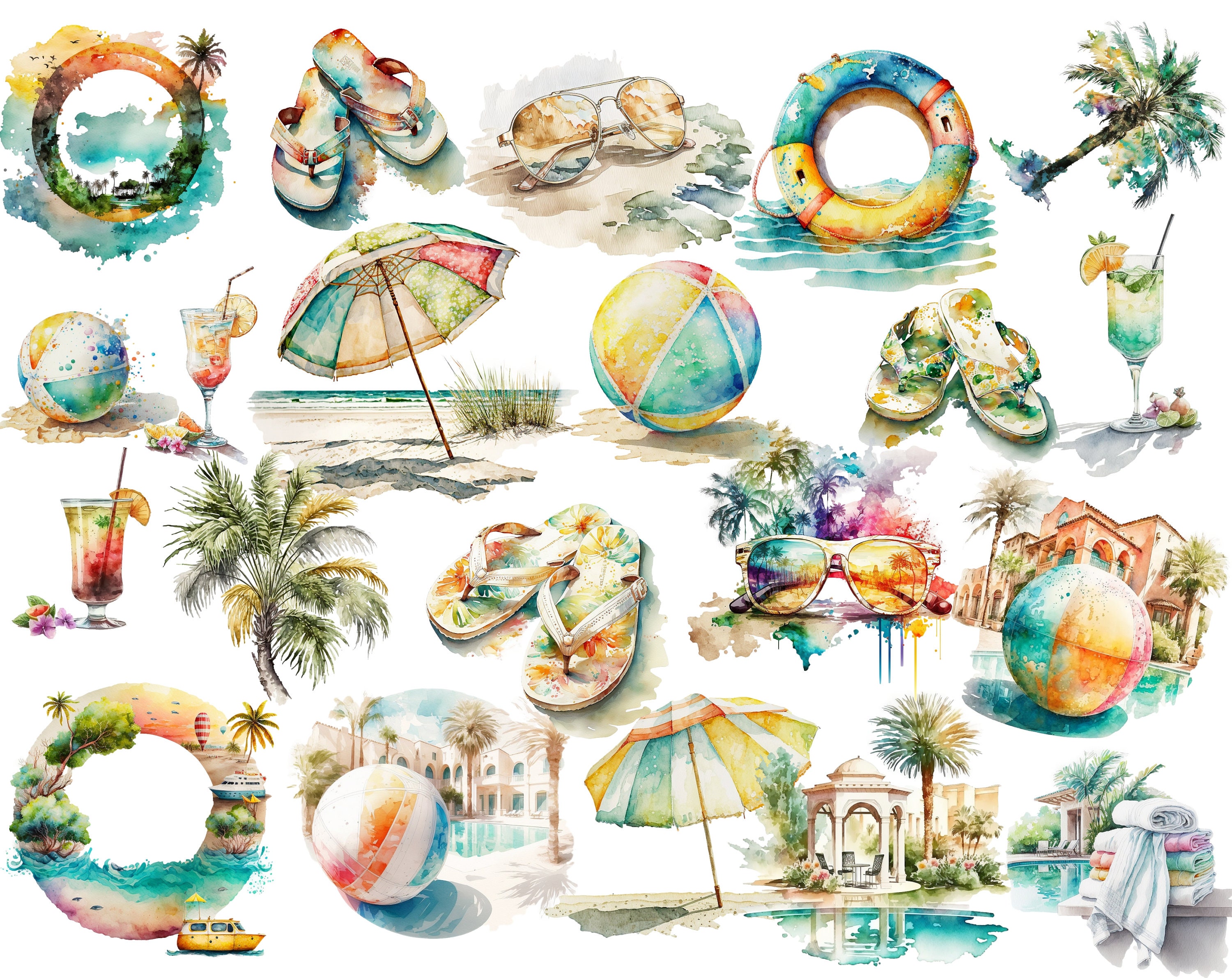 Vacation Bundle. Sea Resort Clipart, Swimming Pool Clip Art, Png. Beach ...