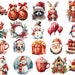 Red Classic Christmas Clipart. Santa Claus, Present, Gift, Elf, Snow ...