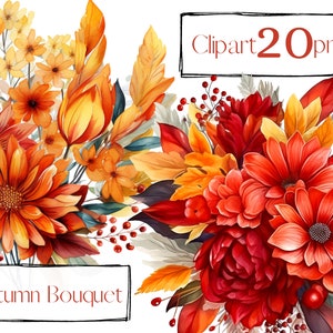 Autumn Bouquets Clipart. Floral Clipart, Wreath Clip Art, Fall Boho ...