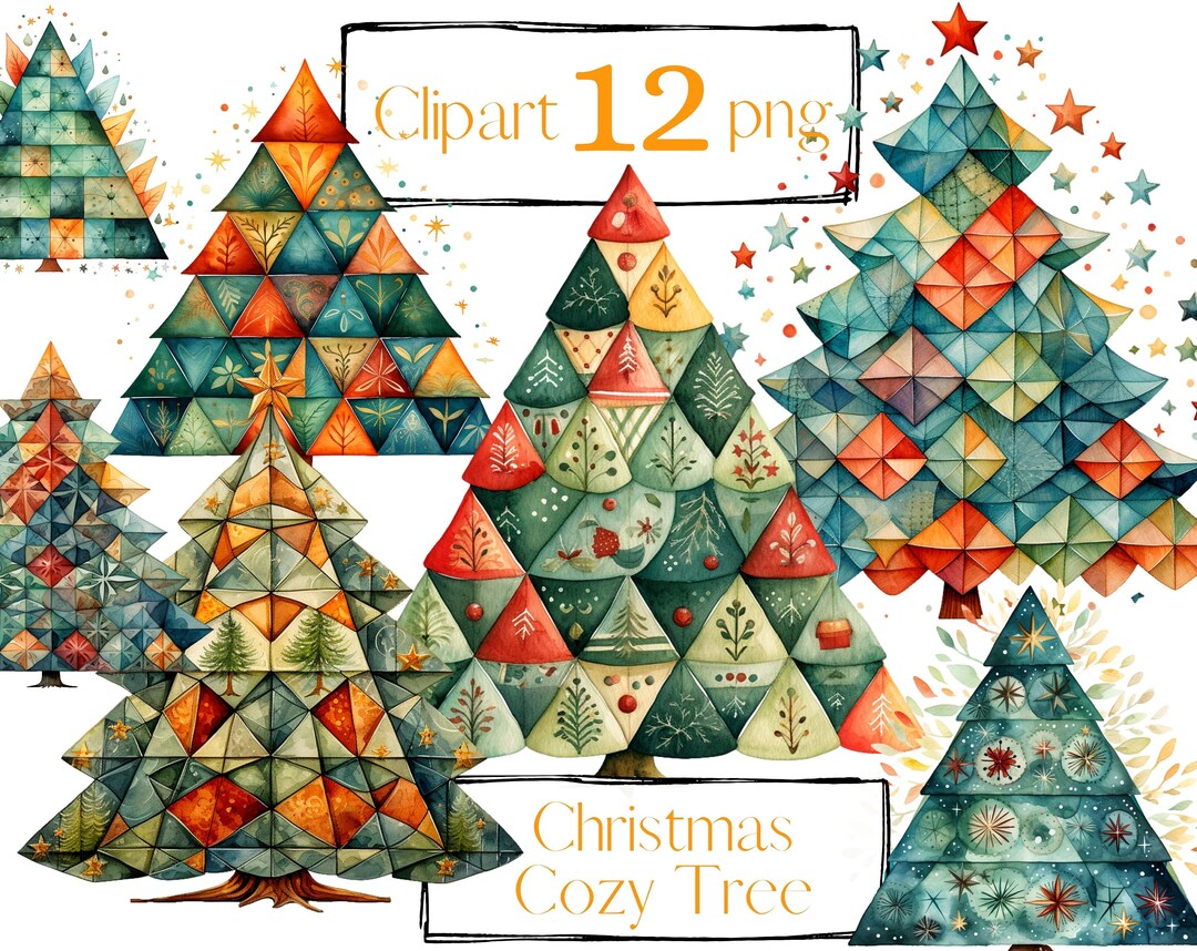 Boho Christmas Tree Clipart. Christmas Decoration Clipart. Christmas ...