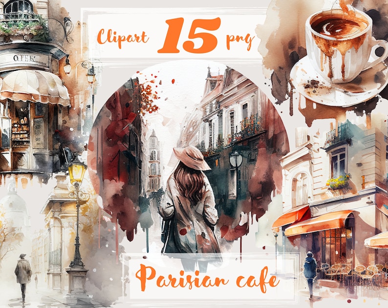 Coffee Shop Clipart Cafe Clip Art Png. Digital Watercolor. - Etsy