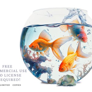 Goldfish Clipart, Digital Watercolor. Nautical Clipart. Aquarium Clip ...