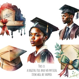 Graduation Clipart. School and University Clip Art. Student Watercolor ...