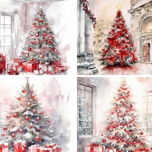 Christmas Digital Paper, Cozy Winter Night Pattern. Watercolor Digital ...