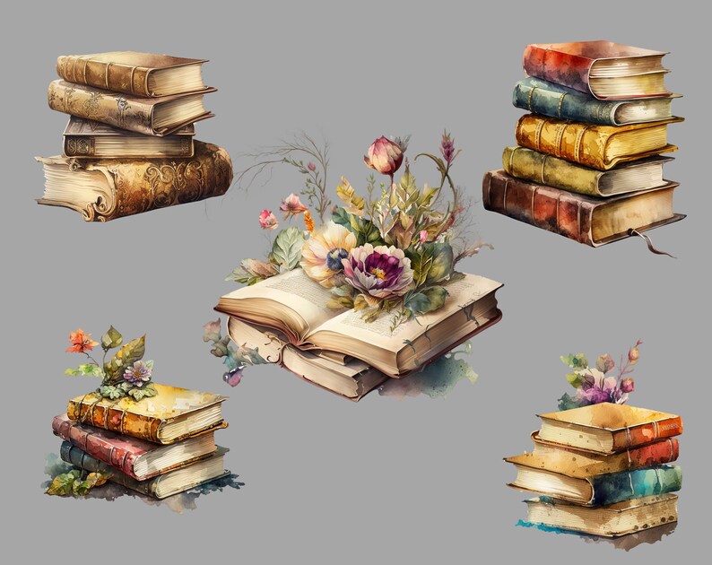 Book Clipart Books Bundle Reading Clipart Library Clipart - Etsy