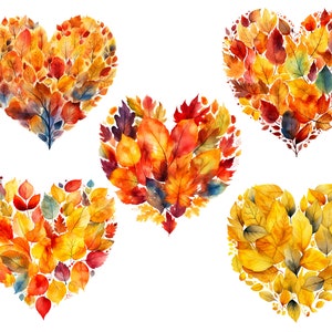 Autumn Heart Clipart. Floral Clipart, Leaves Clip Art, Fall Boho ...