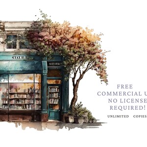Spring Bookstore Clipart, Book Shop Clip Art, Png. Digital Watercolor ...
