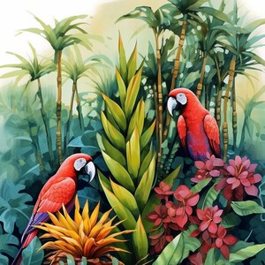 Tropical Digital Paper, Tropical Forest. Watercolor Scrapbook Paper for ...