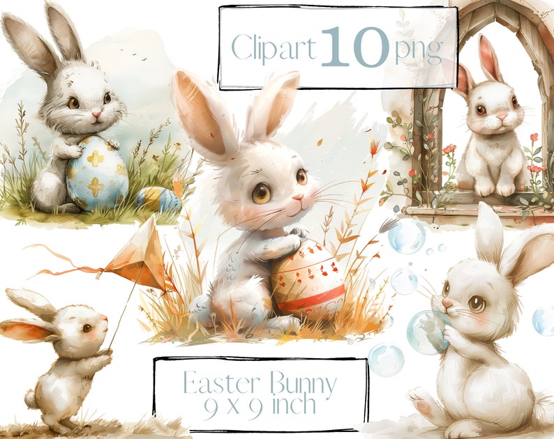 Easter Clipart, Easter Bunny Clipart, Spring Clipart, Boho Easter, Junk ...