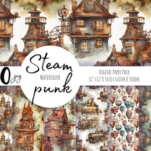 Steampunk Digital Paper, Seamless Pattern, City Pattern. Vintage ...
