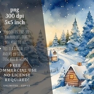 Christmas Digital Paper, Snow Winter Wood, Pattern. Watercolor Digital ...