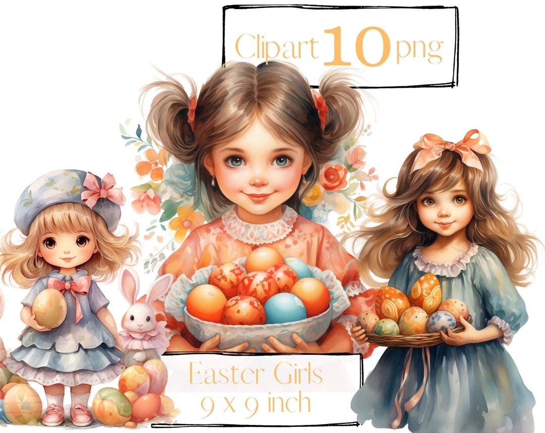 Easter Clipart, Easter Girl Clipart, Spring Clipart, Boho Easter, Junk ...